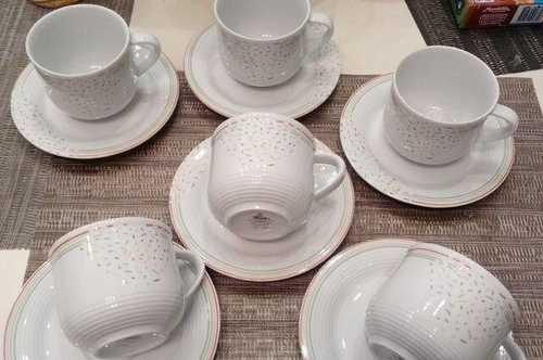 Чайные пары Богемия новые 6 штук