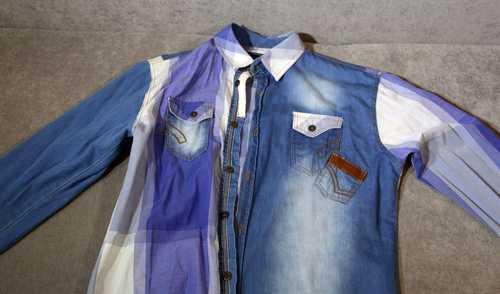 Рубашка с длинным рукавом. Локтевые кож-вставки