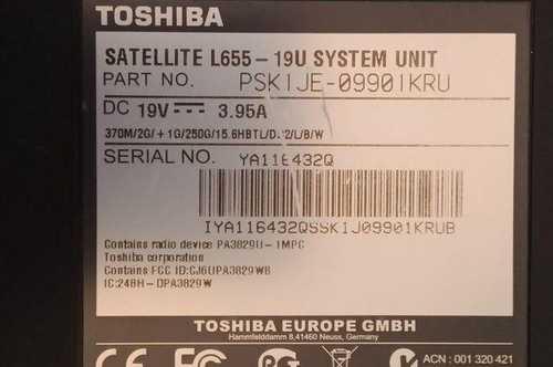 Ноутбук Toshiba Satellite L655-19U по запчастям