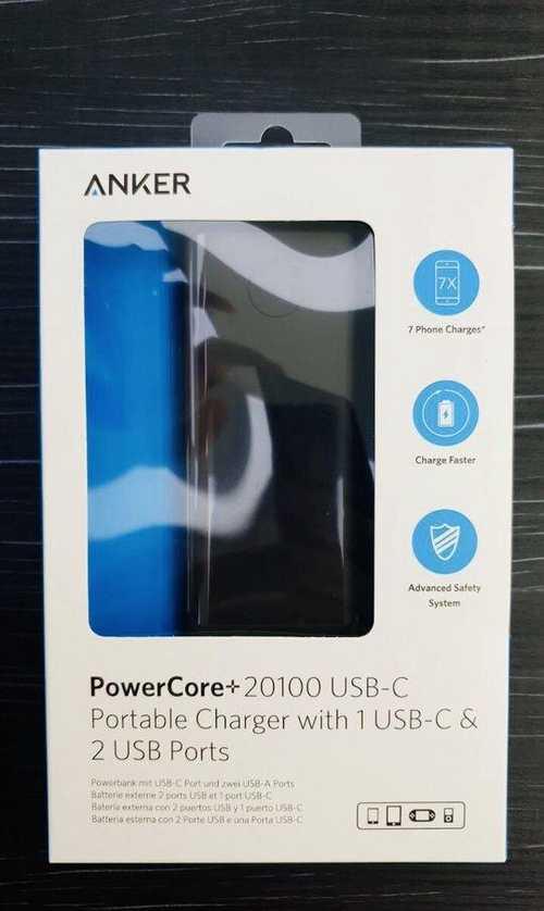 Портативный аккумулятор Anker PowerCore+ 20100