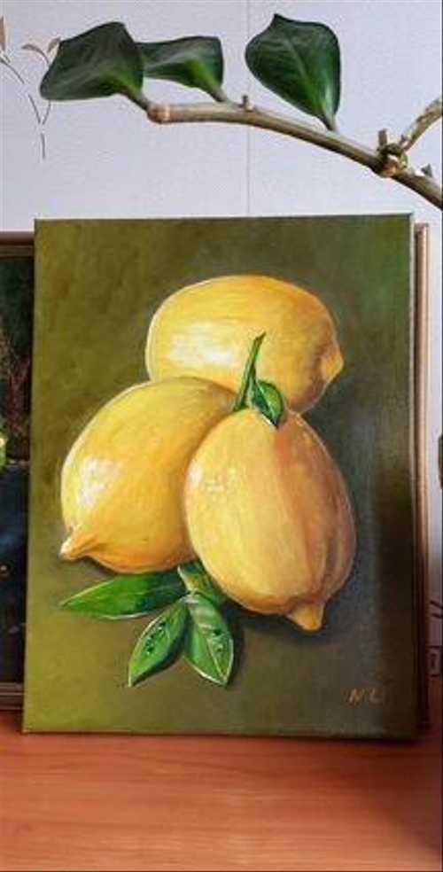 Лимоны. Картина маслом на холсте натюрморт