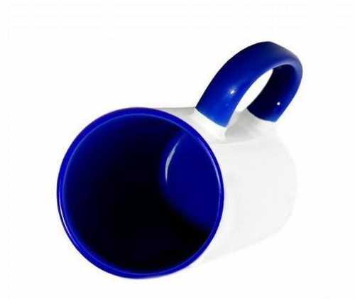 Кружка для сублимации с темно-синей ручкой