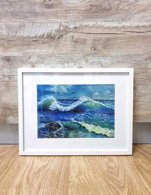Картина пастелью море "Волна"