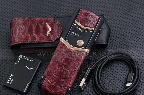 Vertu S Design Black Gold Бордовый Питон