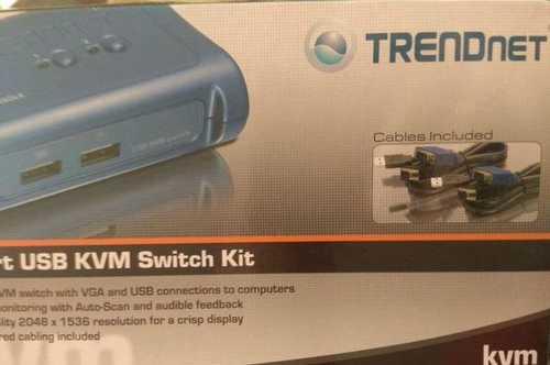 KVM переключатель trendnet tk-207 (USB, 2пк)