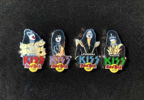 Сет из 4 значков Hard Rock Cafe Japan kiss, 2005