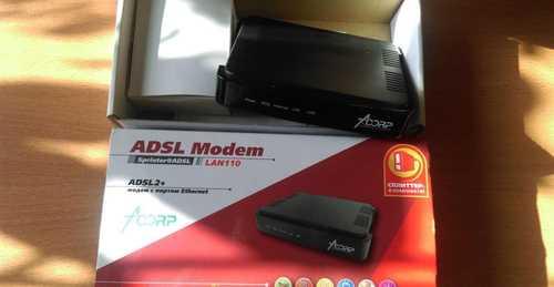 Adsl модем Acorp LAN110 + Сплиттер adsl zyxel AS6A