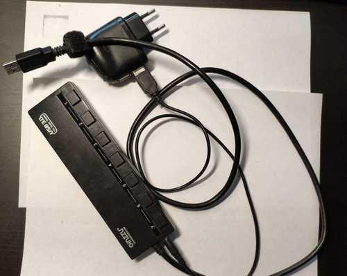 USB-концентратор ginzzu GR-388UAB на 7 портов