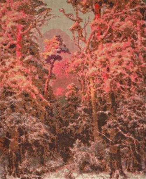 Картина "В зимнем лесу" вышита крестиком