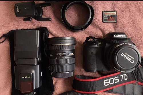 Canon EOS 7d + 2 объектива и вспышка