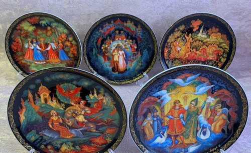 Коллекция 5 тарелок Палех (20см). Русские сказки