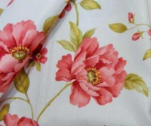 Портьерная ткань для штор с цветами Сатен принт