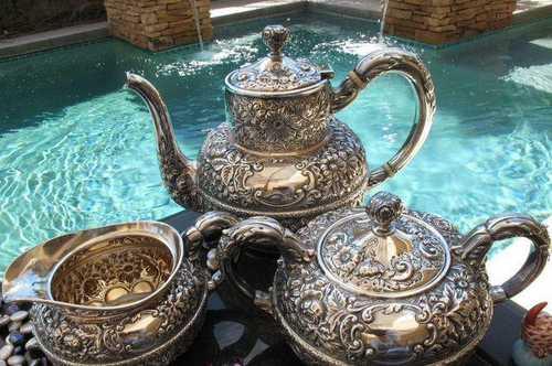 Набор для чая Gorham Repousse, серебро