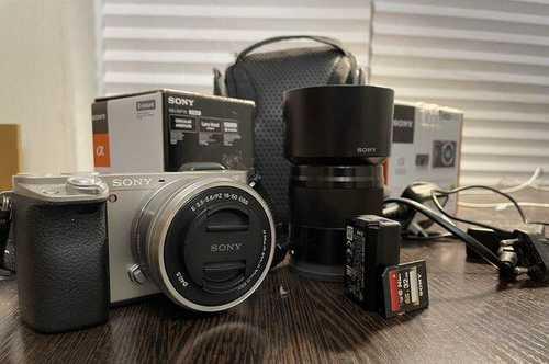 Sony alpha 6000 Kit 16-50 Silver + SEL50F1.8 Black