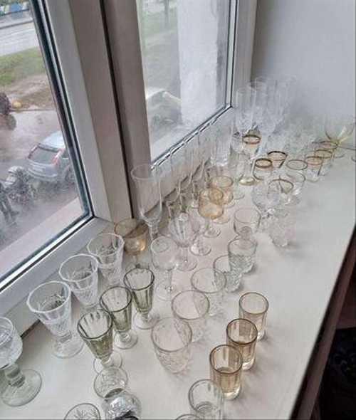Бокалы фужеры рюмки стаканы стекло хрусталь СССР
