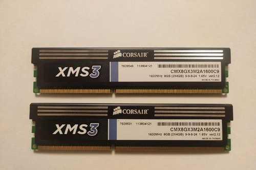 Память Ddr3 Corsair XMS3 8Gb(2х4) 1333/1600 MHz