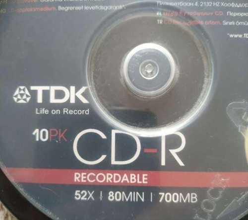 Запечатанная упаковка CD-R TDK 10шт