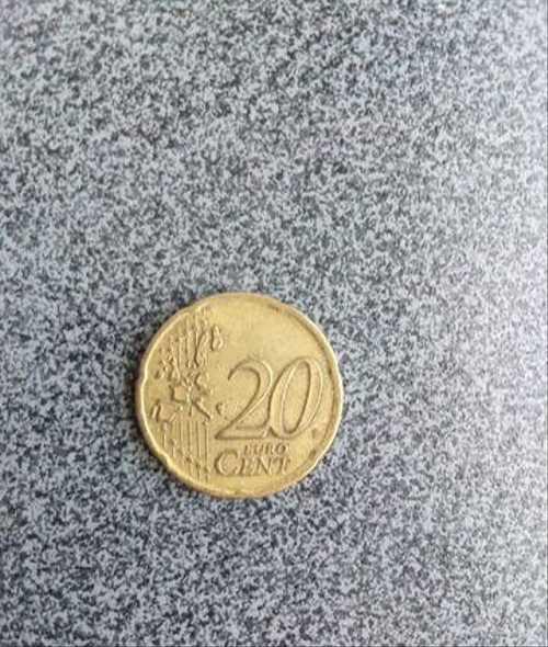 Монета 20 евро центов 2002