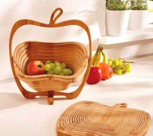 Cкладная корзина для фруктов яблоко из бамбука