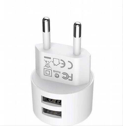 Сзу USB 2.4A 2 USB порт borofone BA23A Brilliant белый