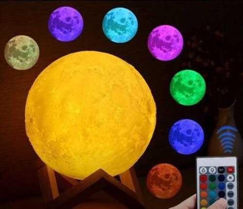 3D Светильник Лампа Луна - 3D moon lamp, 15 см с п