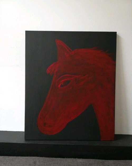 Конь. Красный. Картина