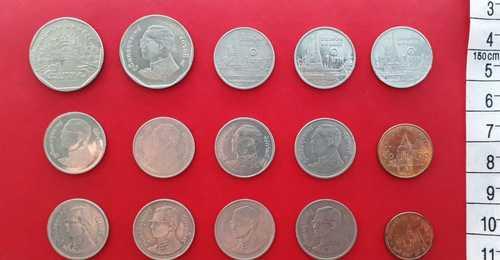 Таиланд набор монет 5 бат, 1 бат, 50 и 25 сатанг