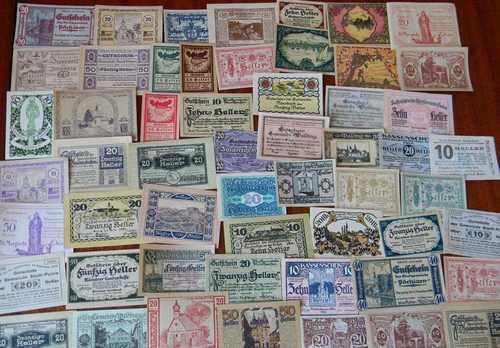 Коллекция Нотгельдов Австрии 100 разных банкнот