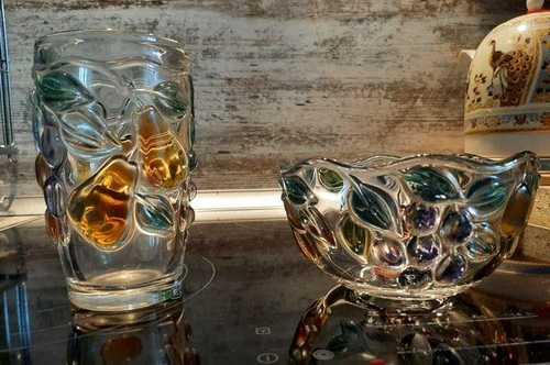 Бокал и салатник цветное стекло Walter-Glas