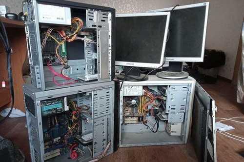 3 компьютера и 2 монитора