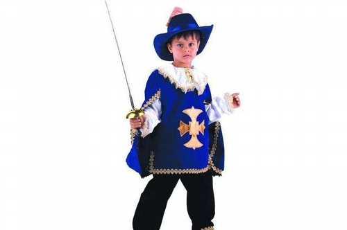 Новогодний костюм Мушкетер синий бархат детский
