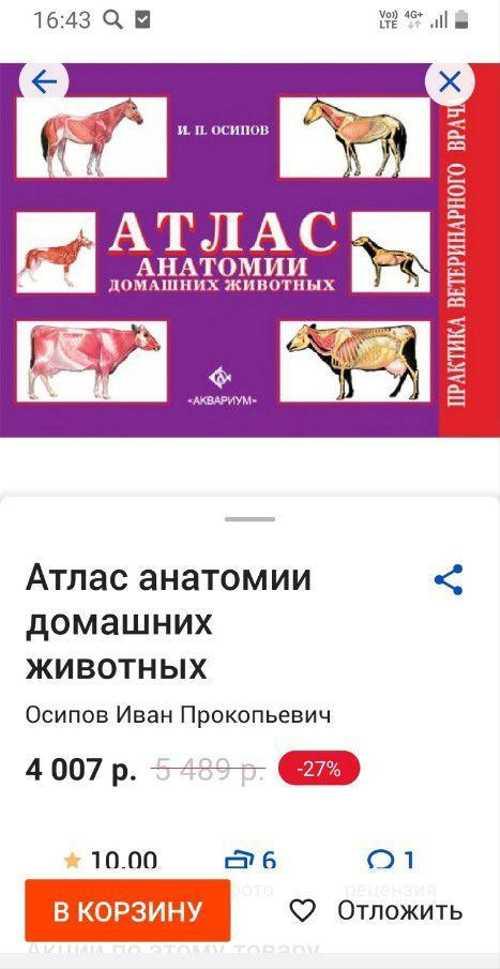 Атлас анатомии домашних животных