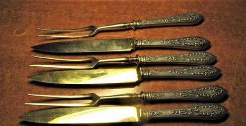 3 пары ножи-вилки.Серебро 84 пр. Бр. Грачёвы