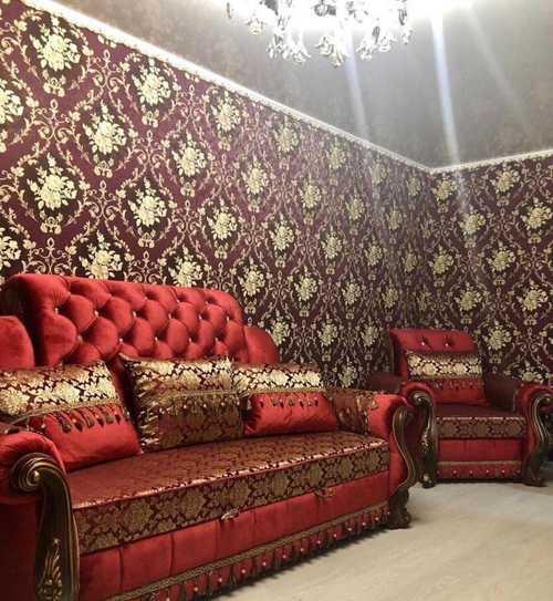Комплект «Император» диван, 2 кресла и пуф