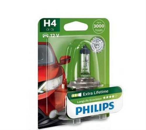 Автолампа philips H4 12V 60/55W P43t Longer Life E