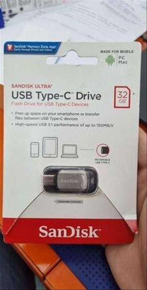 Флеш-память USB Typ-C SanDisk 32Gb 3.0