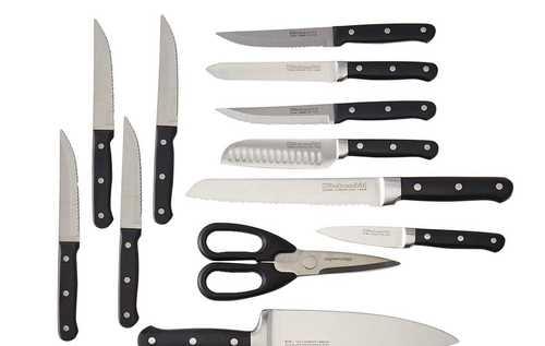 Новый набор ножей Kitchenaid серая подставка 14 пр