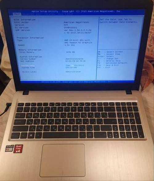 Asus X540YA в разборе