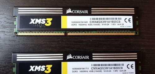 Оперативная память Corsair XMS3 DDR3 4Gb 1600Mhz