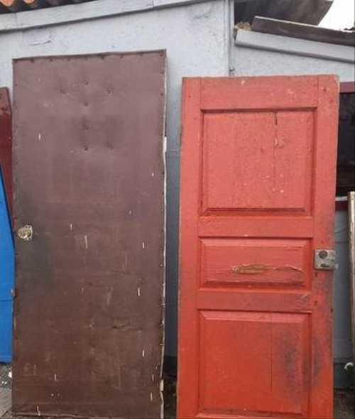 Двери деревянные, металлическая б/у