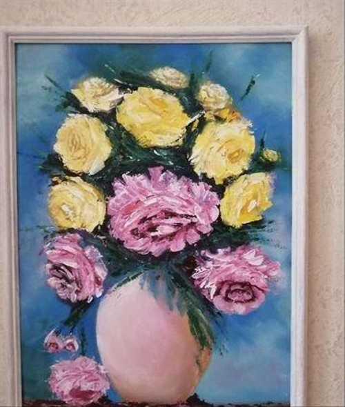 Картина " Пионы и розы"