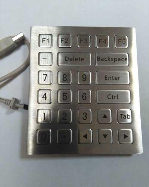 Антивандальная клавиатура 26 Flat Keys USB Metal