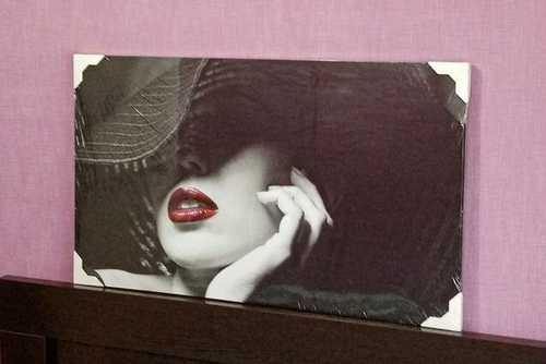 Картина на подрамнике "Девушка в шляпе". 60х100 см