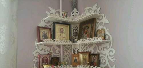 Полка большая угловая для икон Анна-Голубка