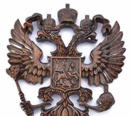 Панно настенное резное "Герб России" из дерева