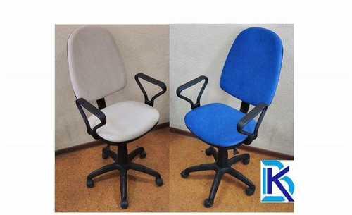 Офисное кресло "Престиж", ткань-нубук Крем, Синяя