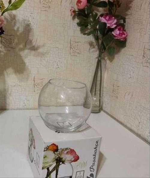 2 вазы, конфетницы круглые, стеклянные