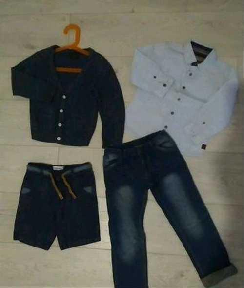 Шорты,джинсы,кардиган,сорочка р.110