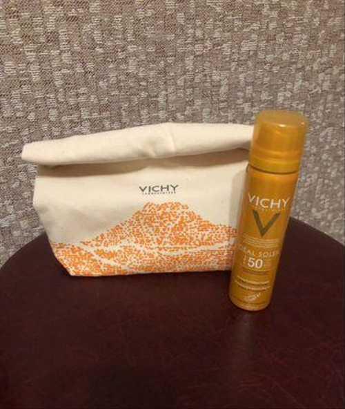 Vichy спрей-вуаль spf50 для лица и косметичка