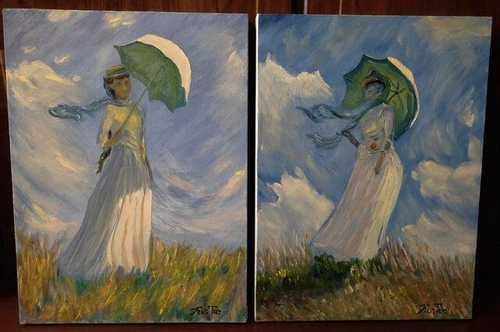 Картина Моне Дама с зонтиком